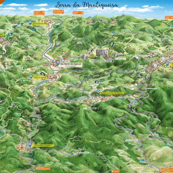 Criação de mapas de regiões turísticas - Rotas, roteiros e estradas.